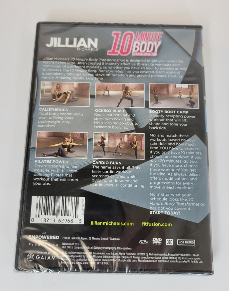 Jillian Michaels: 10 Minute Body Transformation (DVD, 2016) Brand New ...