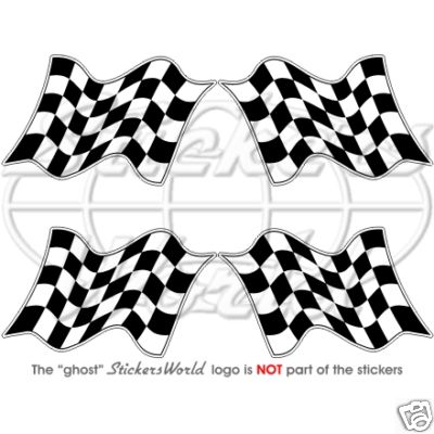 End of Race Checkered RACING WIN Flying Flag 50mm Vinyl Stickers ...