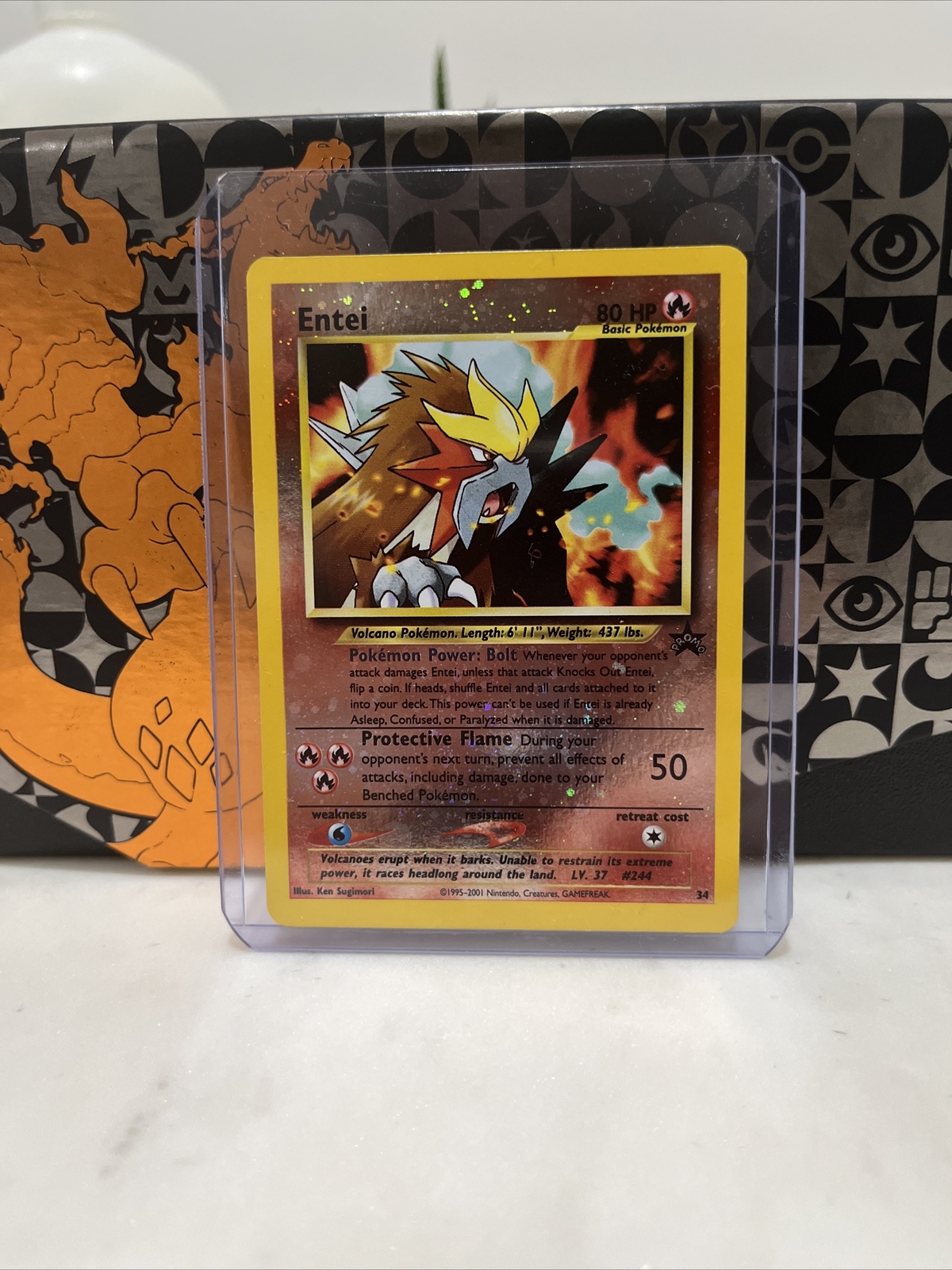 Rare Pokemon Card 34 Reverse Holographic Entei Black Star Promo 1995 ...