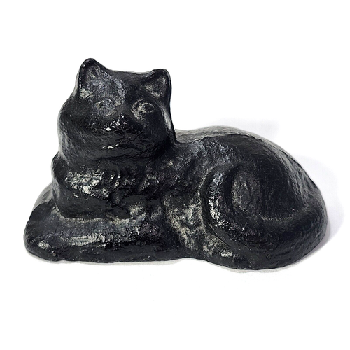 Mini Cast Iron Black Cat Figurine 2" Paperweight VTG Early Century Desk ...