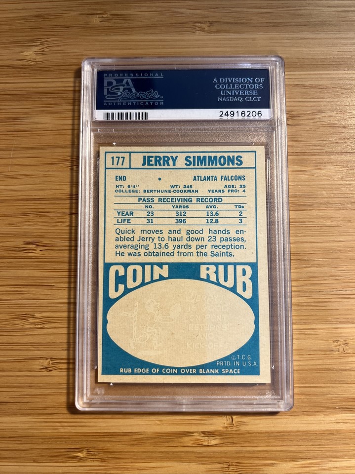 1968 Topps Football #177 Jerry Simmons PSA 7 NM | eBay