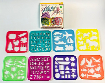 Tupperware 1987 Stencils (set of 8 misc) Letters Shapes Animals Seasons ...