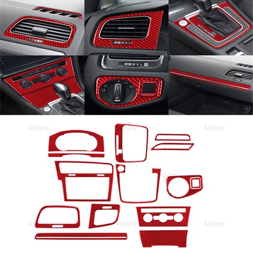 14Pcs For Volkswagen Golf 7 GTI MK7 2014-19 Red Carbon Fiber Full ...