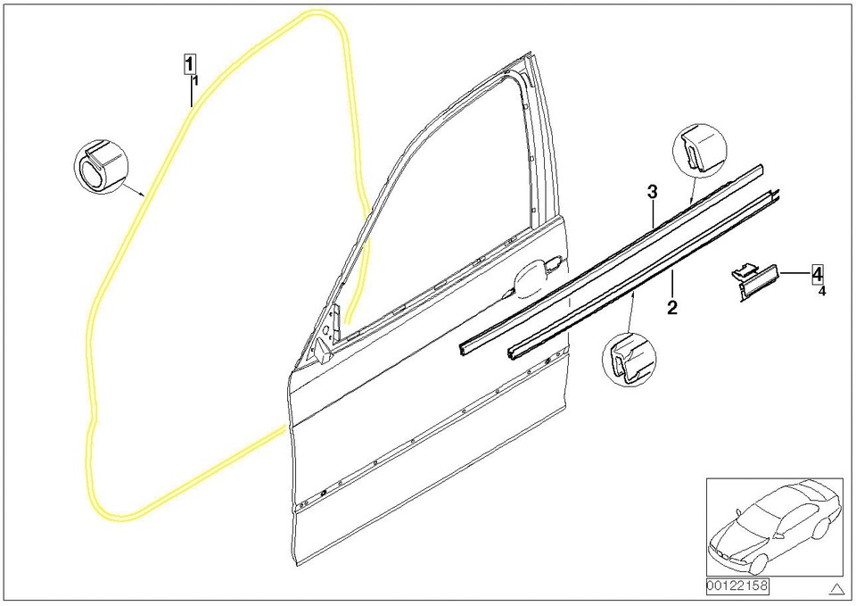 Front Door Edge Aperture Seal Weatherstrip Rubber for BMW E46 98-05 ...