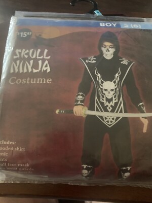 Boys Halloween Costume Skull Ninja Small 5-6 Prop Ninja Sword And ...