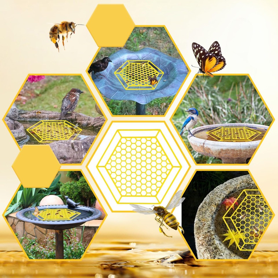 4 Pack Floating Bee Island, 7.1 Inch Bee Watering Station, Bee Bath Bee ...