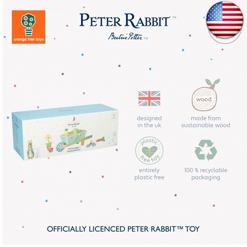 Orange Tree Toys Peter Rabbit Wheelbarrow, Wooden Toys Set - Pretend ...