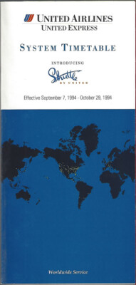 United Airlines system timetable 9/7/94 [3080] Buy 4+ save 25% | eBay