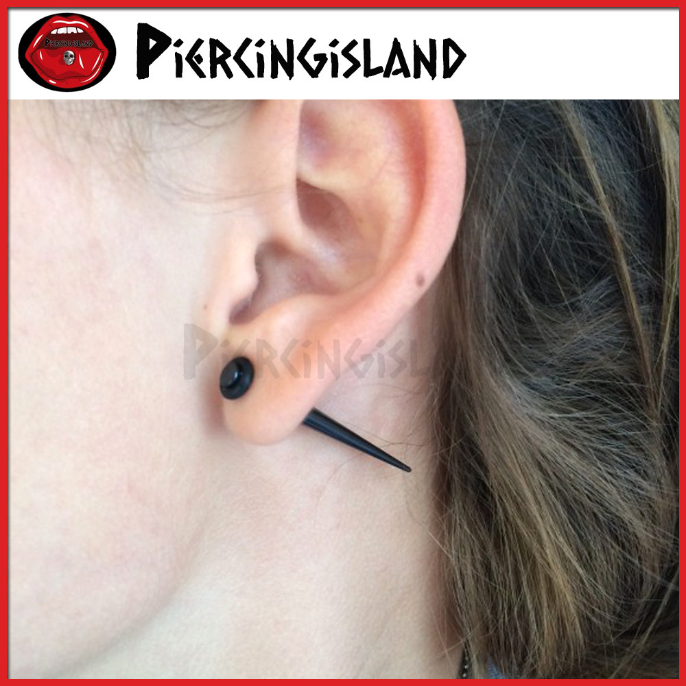 Black Ear Spike Expander Stretcher Tunnel Set Kit Solid Flesh Taper ...