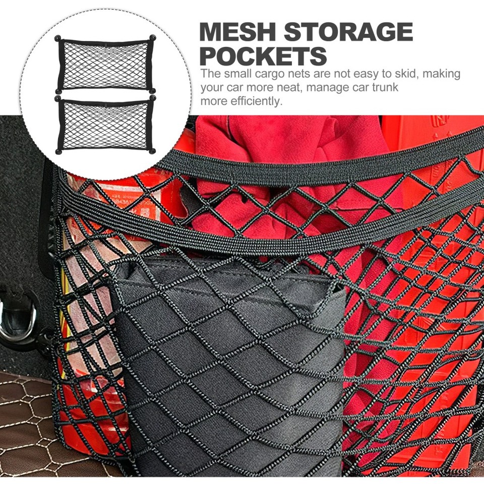 2 Pcs Small Net Stretchable Automotive Pouch Car Seat Mesh Storage ...