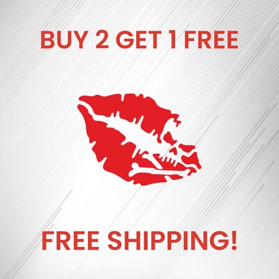 Kiss Lips Decal Sticker Skull and Crossbones Vinyl - Car Window vinyl ...