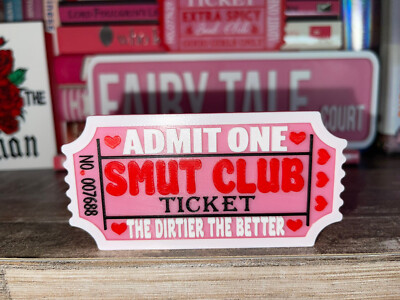 Admit One "Smut Club" Bookish Decor | Book Lover Gift |Bookish Merch ...