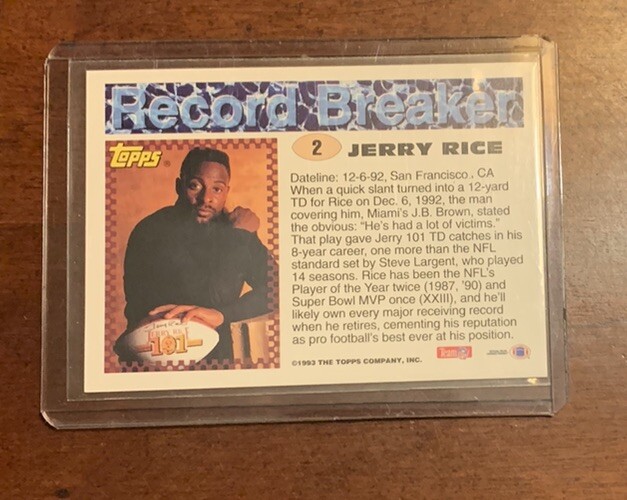 1993 Topps Record Breaker Jerry Rice #2 | eBay