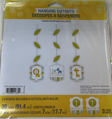 Happy Jungle Baby Shower 1st Birthday 3 Ct Hanging Cutouts | eBay