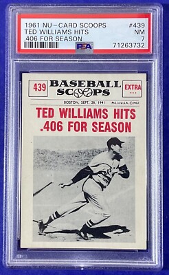 1961 NU-CARD SCOOPS # 439 TED WILLIAMS HITS 406 FOR SEASON PSA 7 NM | eBay