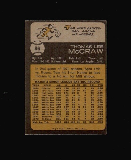 1973 Topps #86 TOMMY McCRAW Indians EXMT | eBay