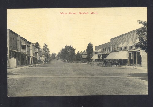 ONSTED MICHIGAN DOWNTOWN MAIN STREET SCENE STORES VINTAGE POSTCARD | eBay
