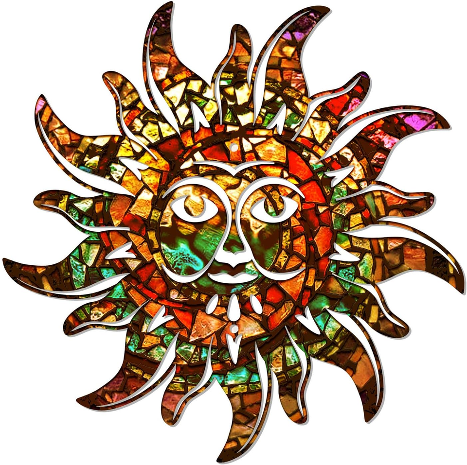 Unique Sun Metal Wall Art Outdoor Decor or Indoor Decor Multicolor and ...
