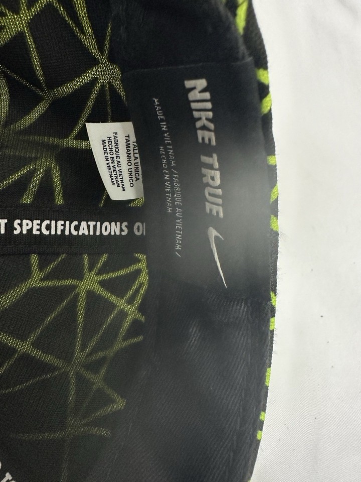 Nike True Snapback Hat/Cap Black & Neon Lime Green Geometric Web Design ...