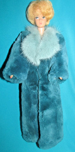 9in. Teal Sheared Beaver and Mink Coat for Barbie in Exc Condition ...