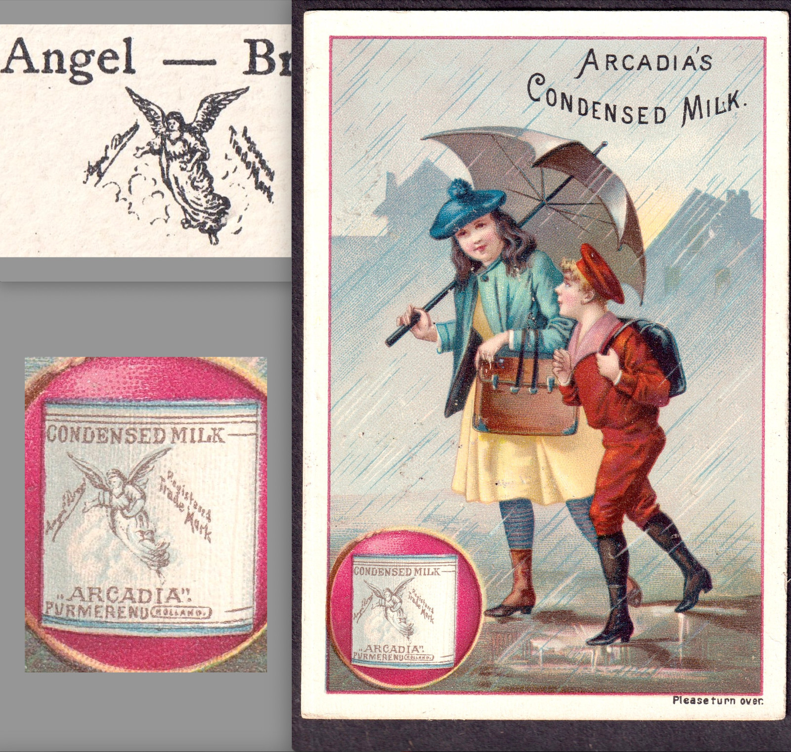 Victorian Angel Brand 1800's Arcadia Tin Can Condensed Milk Umbrella ...