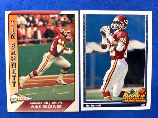 NFL - Tim Barnett 1991 Pacific RC & 1991 Upper Deck Rookie Force ...