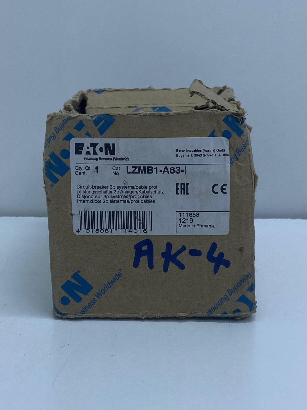 EATON ELECTRIC LZMB1-A63-I Circuit-breaker, 3p, 63A, AK-4 | eBay