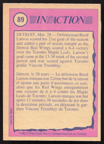 1982-83 O-Pee-Chee #89 Reed Larson Red Wings NM-MT or Better! PACK ...