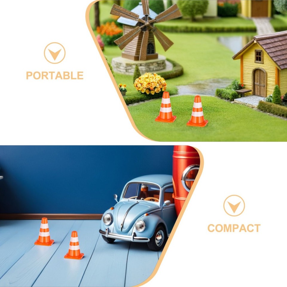 48 Pcs Mini Traffic Cones Fence Barricades Construction Play Toys ...