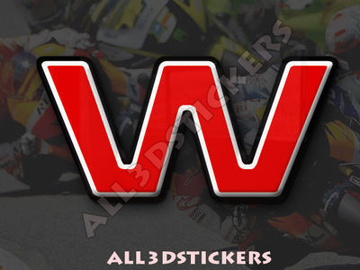 3D Stickers Resin Domed LETTER W - Color Red - 50 mm(2 inches) Adhesive ...