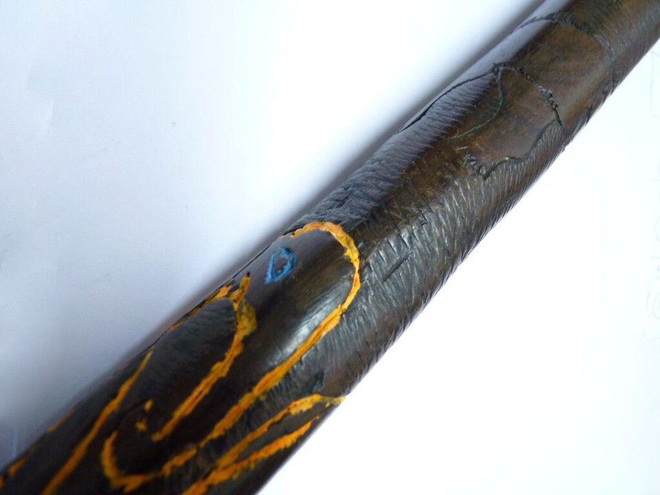 Antique African Hand-Carved Wooden Staff Walking Stick Animal Human ...