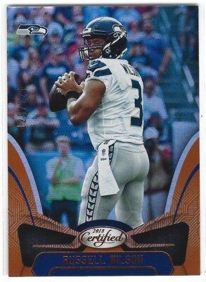 RUSSELL WILSON 18 CERTIFIED MIRROR ORANGE #128/225 SEAHAWKS WISCONSIN ...
