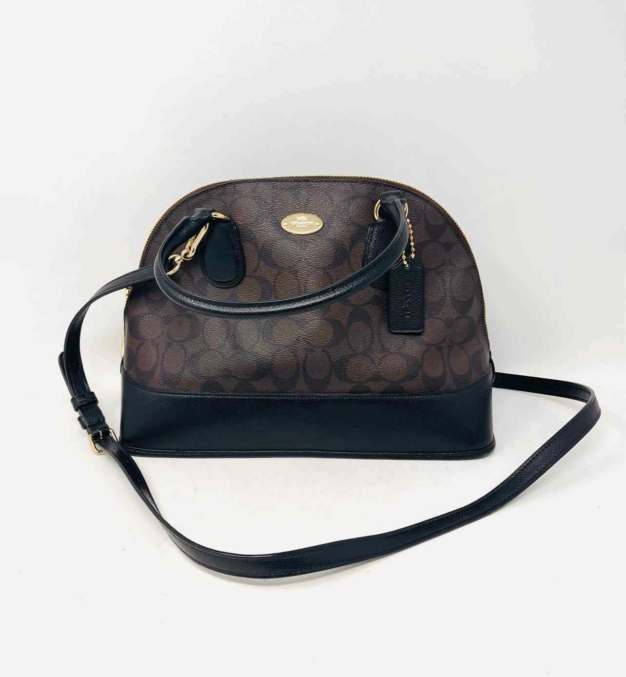 Coach Chocolate/Gold Signature Leather Designer Satch… - Gem