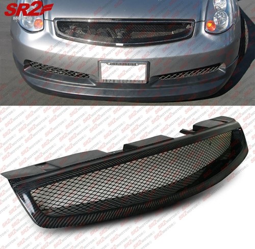 For 03-07 Infiniti G35 Coupe Full Carbon Fiber Front Bumper Mesh Grill ...