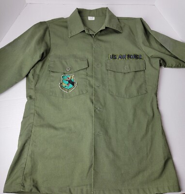Vintage 70s USAF US Air Force Olive Green Long Sleeve Shirt Mens 15 ...