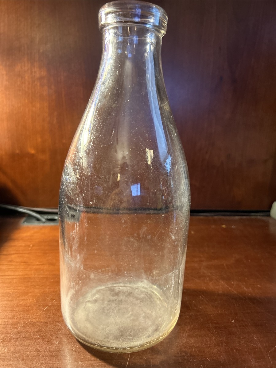 Empty Glass Milk Jug 230ml Clear Glass Milk Bottle With 48mm Black