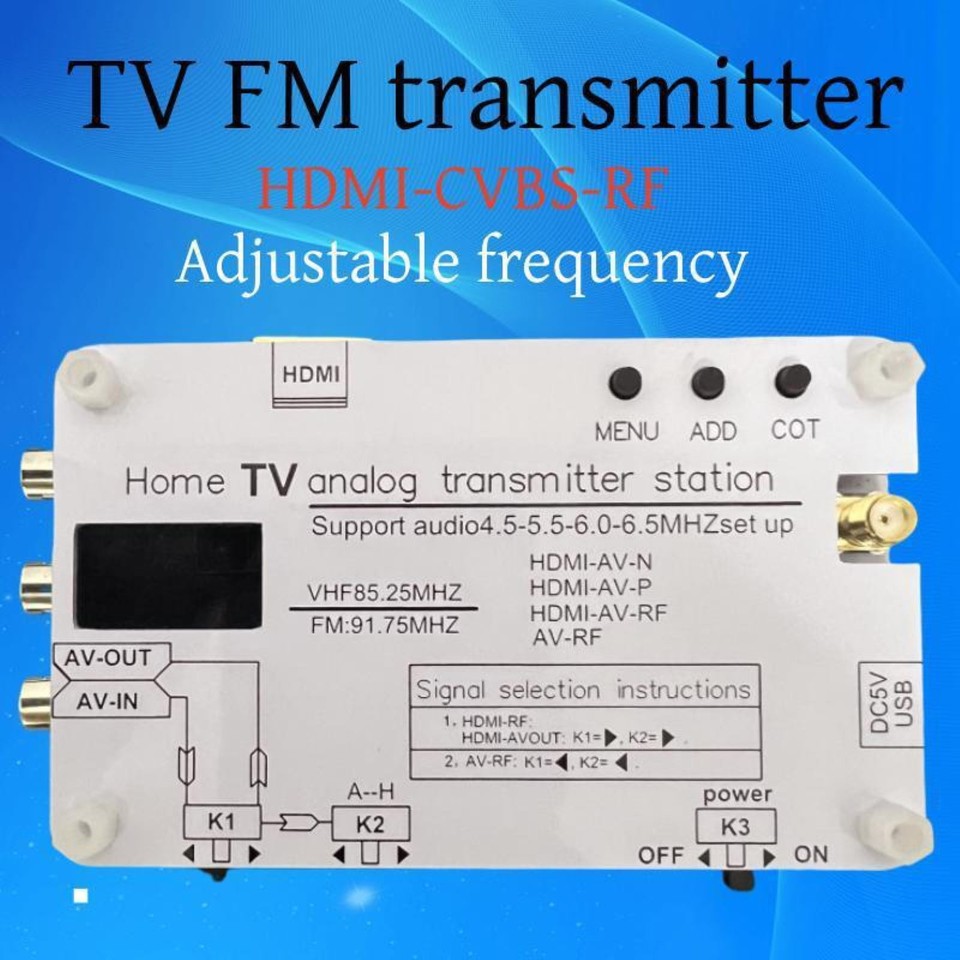 White Analog TVs Signal Transmitter Home Analog TV Transmitter w/ OLED ...
