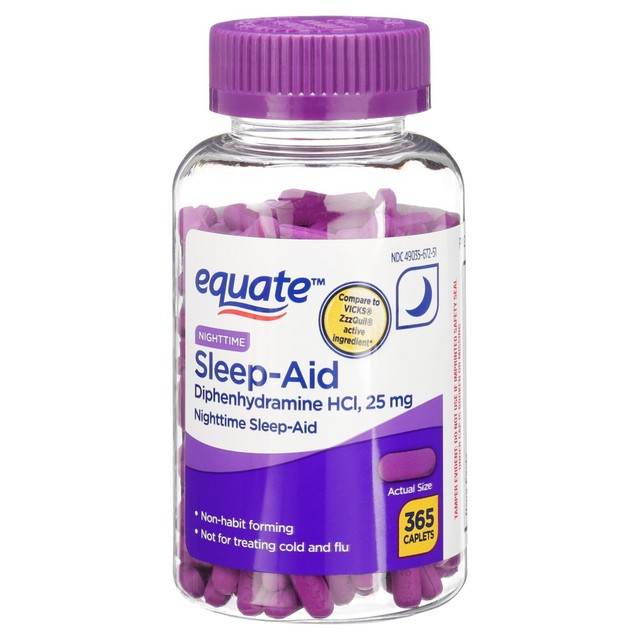 EQUATE Nighttime Sleep Aid Caplets 25 MG 365 Count for sale online | eBay