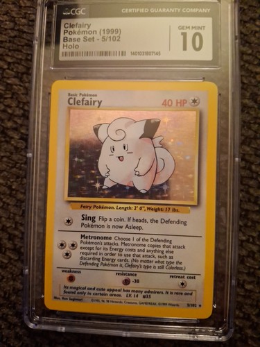 Pokémon TCG Clefairy Base Set 5/102 Holo Unlimited Holo Rare CGC 10 | eBay
