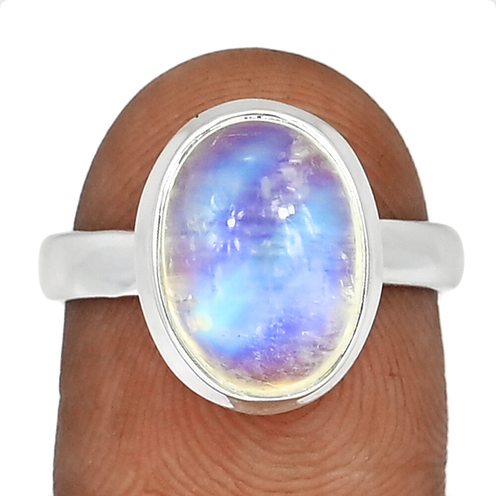 Natural Rainbow Moonstone - India 925 Sterling Silver Ring Jewelry s.8 ...