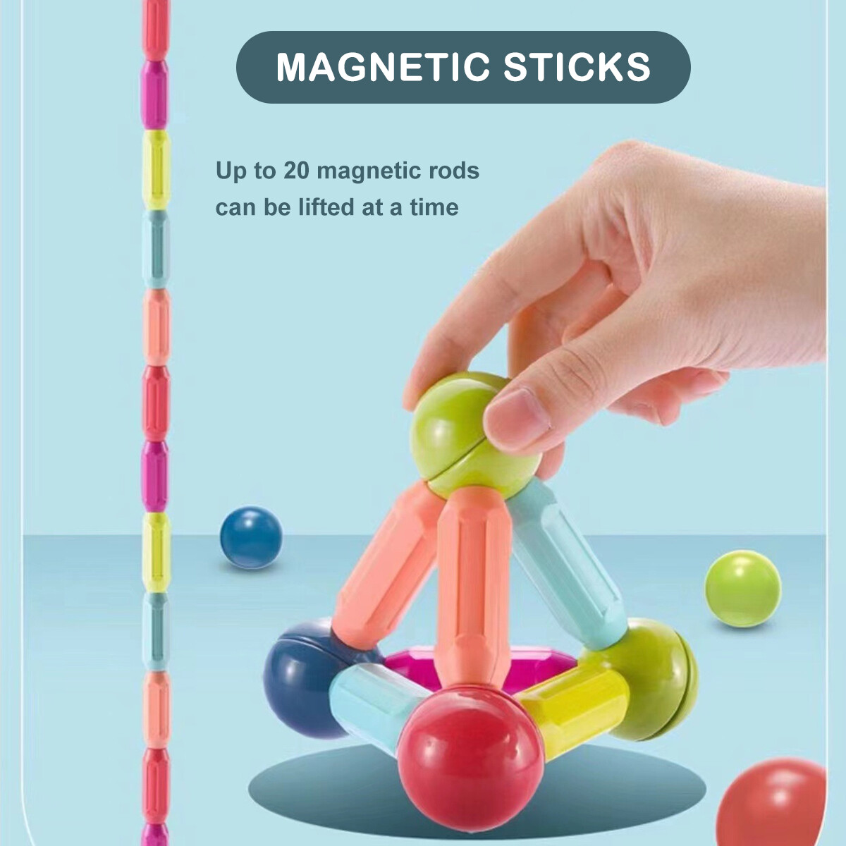 70 x Magnetic Building Balls and Rods Set Blocks Set Educational ...