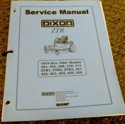 1984 Dixon 301 302 308 310 311 ZTR1 ZTR2 ZTR3 Mower Service Repair ...