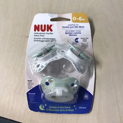 Nuk 0-6M glow in the dark orthodontic pacifier value pack | eBay