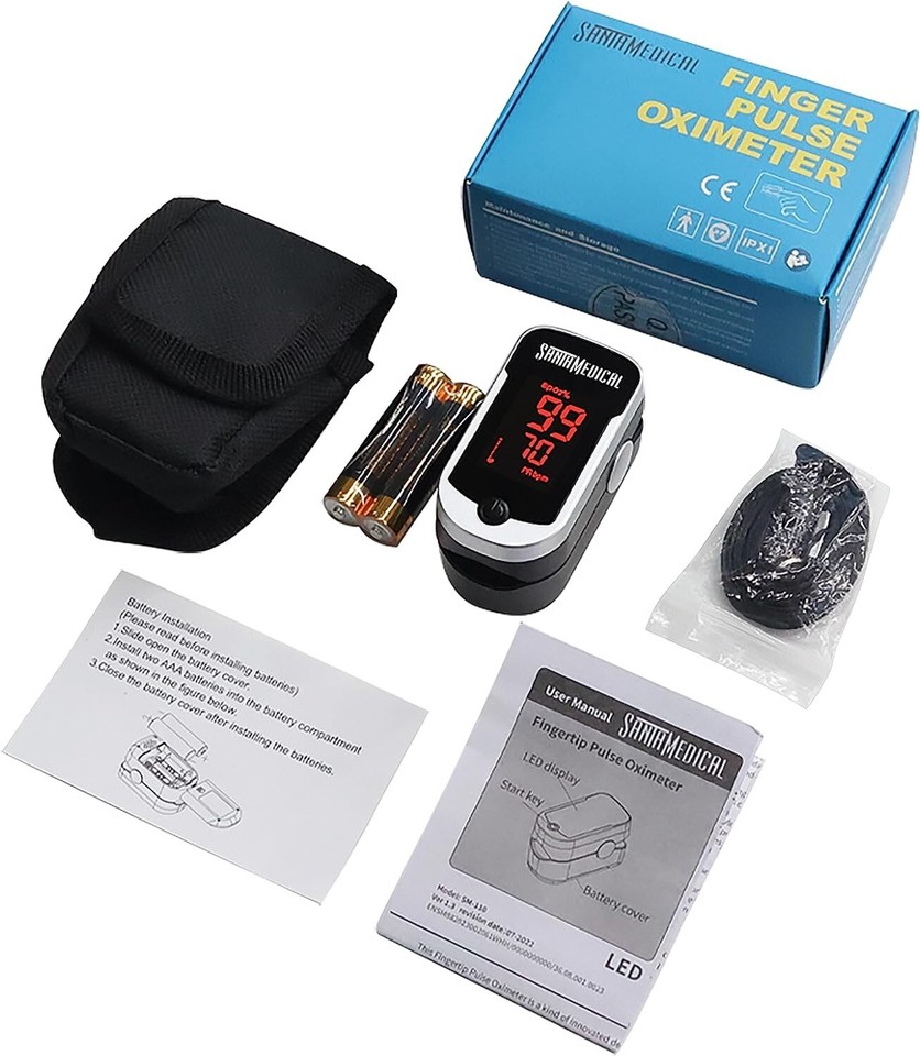 Finger Pulse Oximeter with Carry Case and Neck/Wrist Cord | eBay