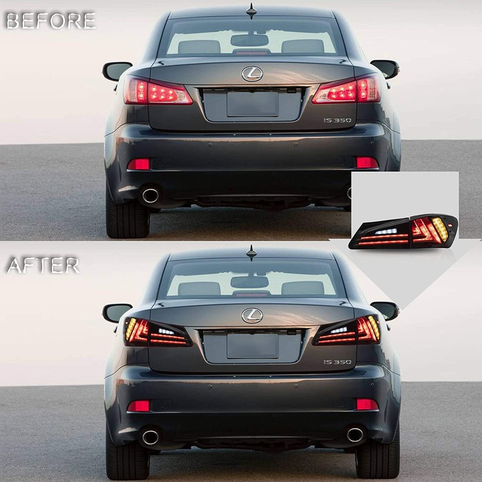 VLAND LED Taillights for Lexus IS250 IS350 ISF 2006-2013 Smoked Lens ...