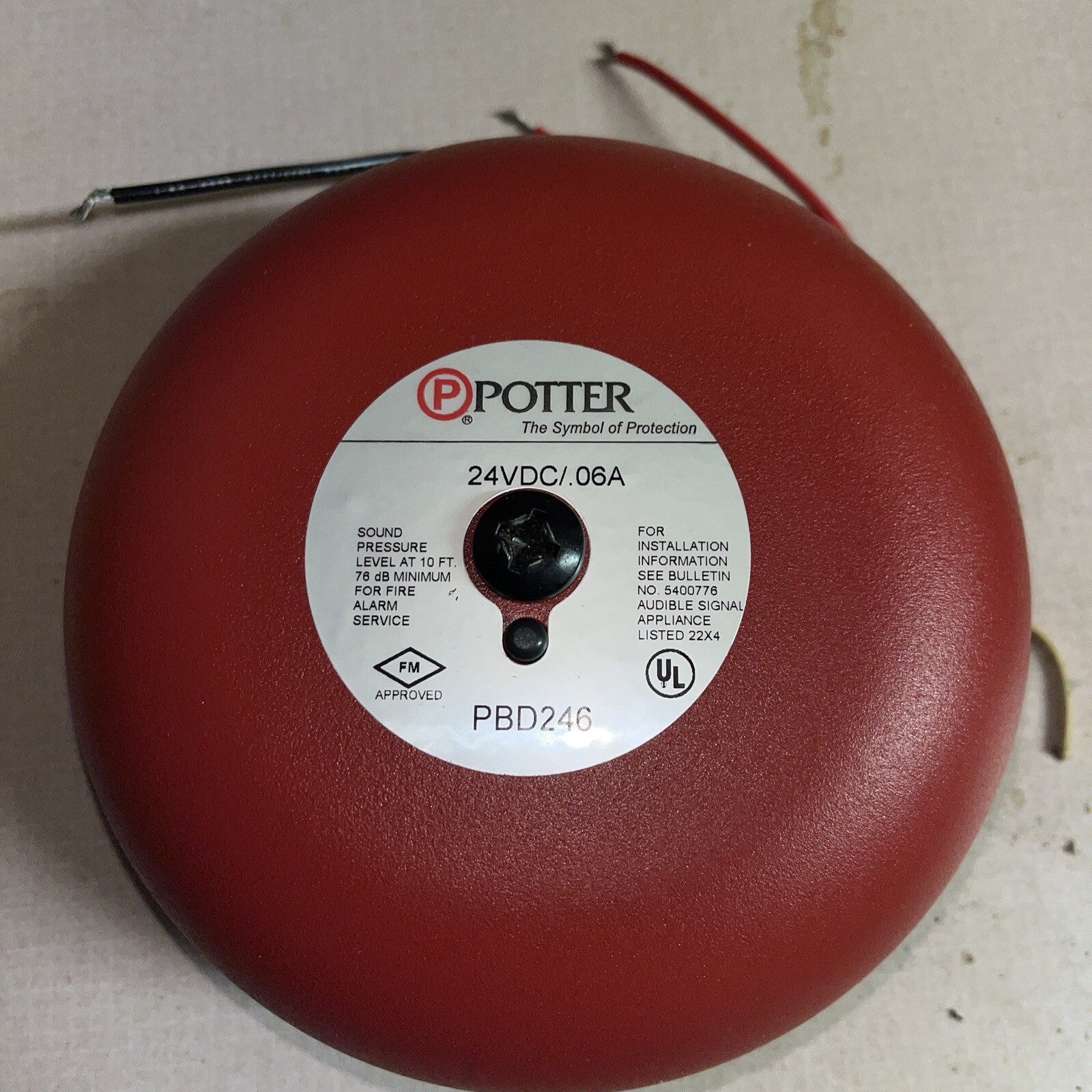 Potter Electric Signal Pbd-246 Fire Alarm Bell 6" 24vdc for sale online ...