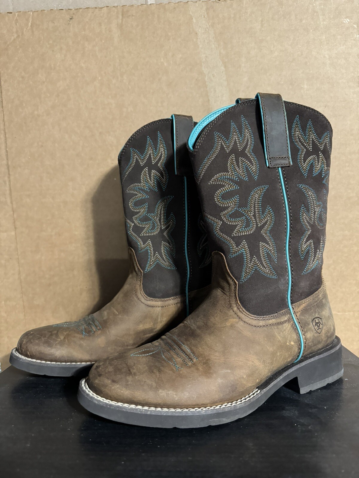 Ariat Womens Delilah Round Toe Western Boot Brown & Teal 8.5 | eBay