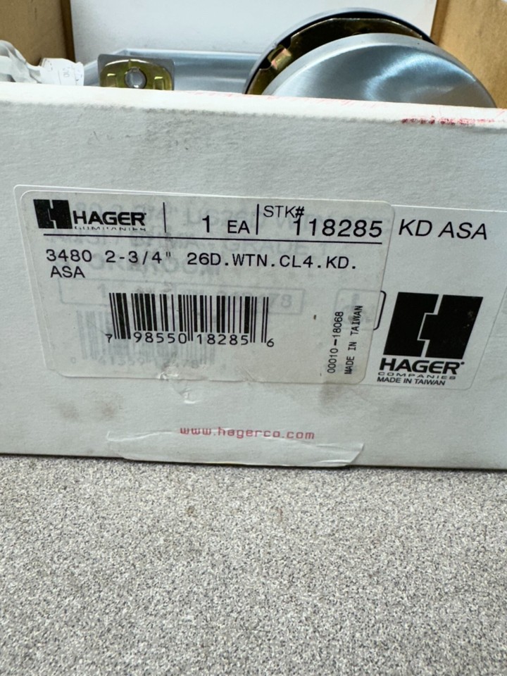 NEW IN BOX HAGER 3480 2-3/4" LEVER LOCK SET DOOR LATCH | eBay