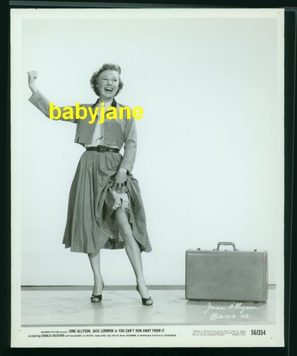 JUNE ALLYSON VINTAGE 8X10 PHOTO LIFTS SKIRT SHOWS LEG HITCHHIKING 1956 ...
