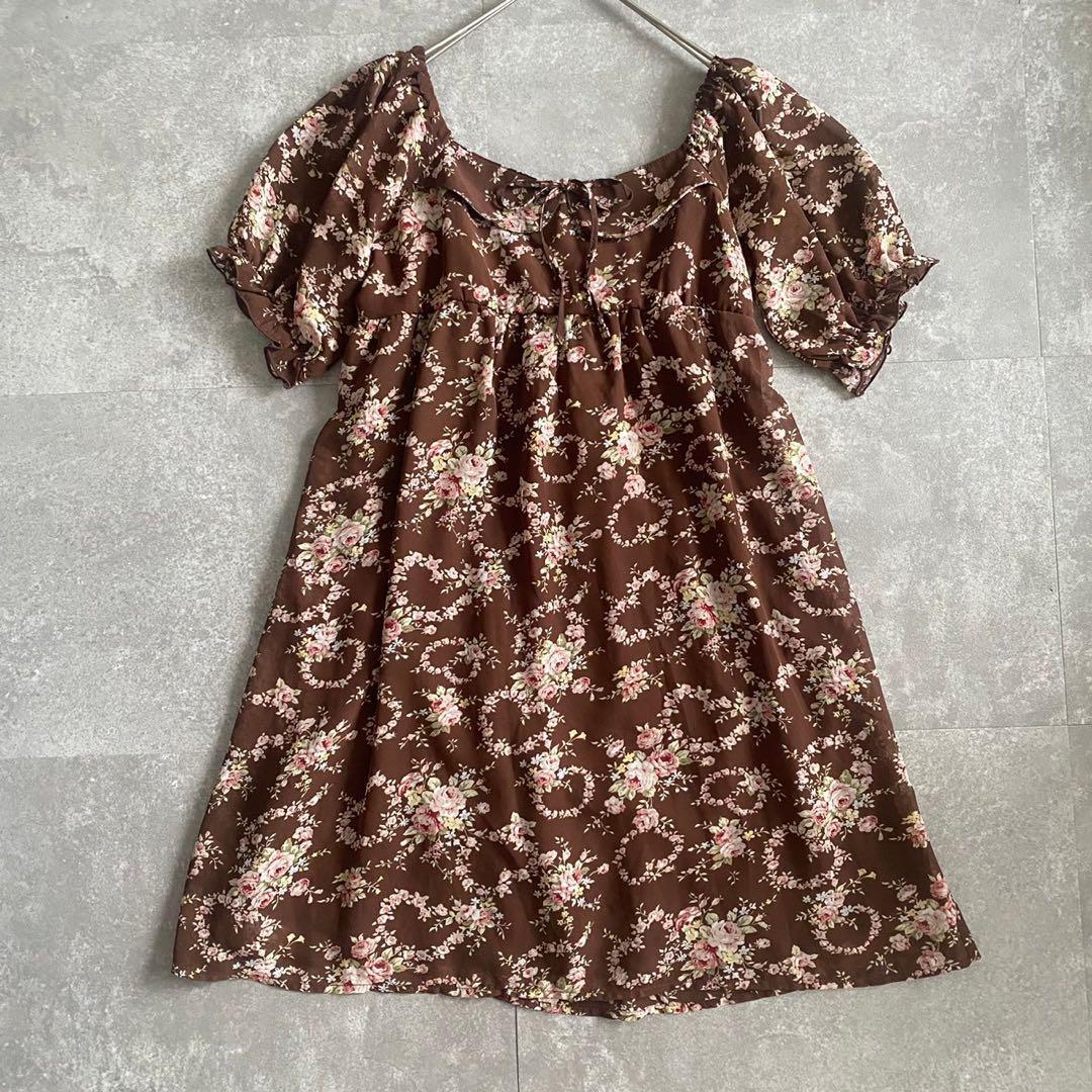 Liz Lisa One Piece Puff Floral Ribbon Ruffle Square N… - Gem